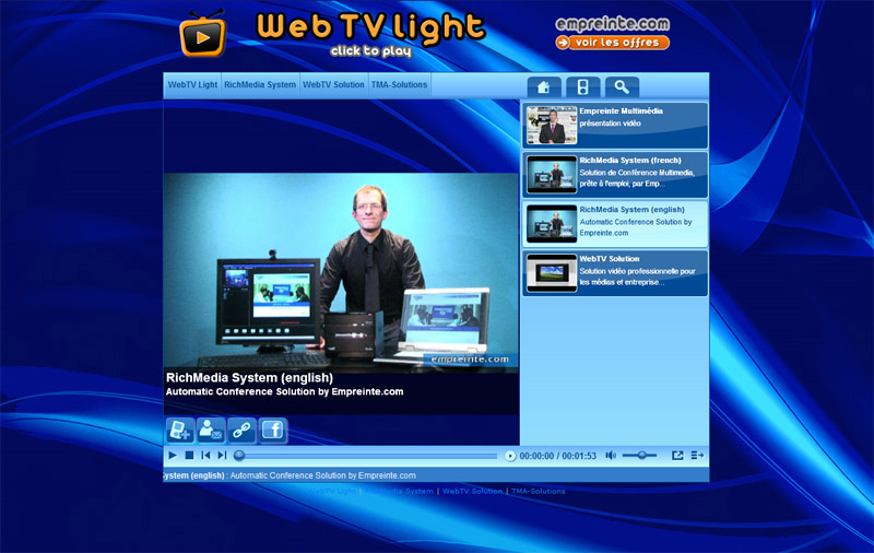 WebTV Light : Player / lecteur vidéos flash personnalisable